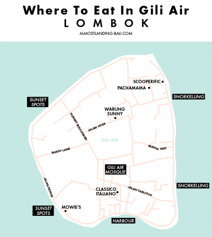 Where To Eat In Gili Air Lombok + Map: Restaurants, Warungs + Cafes ...